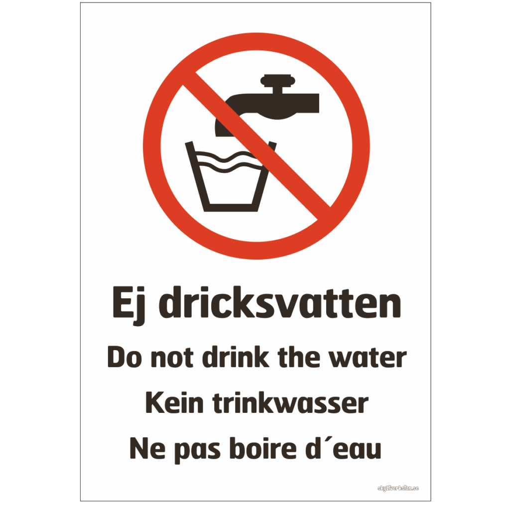 Ej dricksvatten fyra språk - Skyltverkstan.se ej dricksvatten