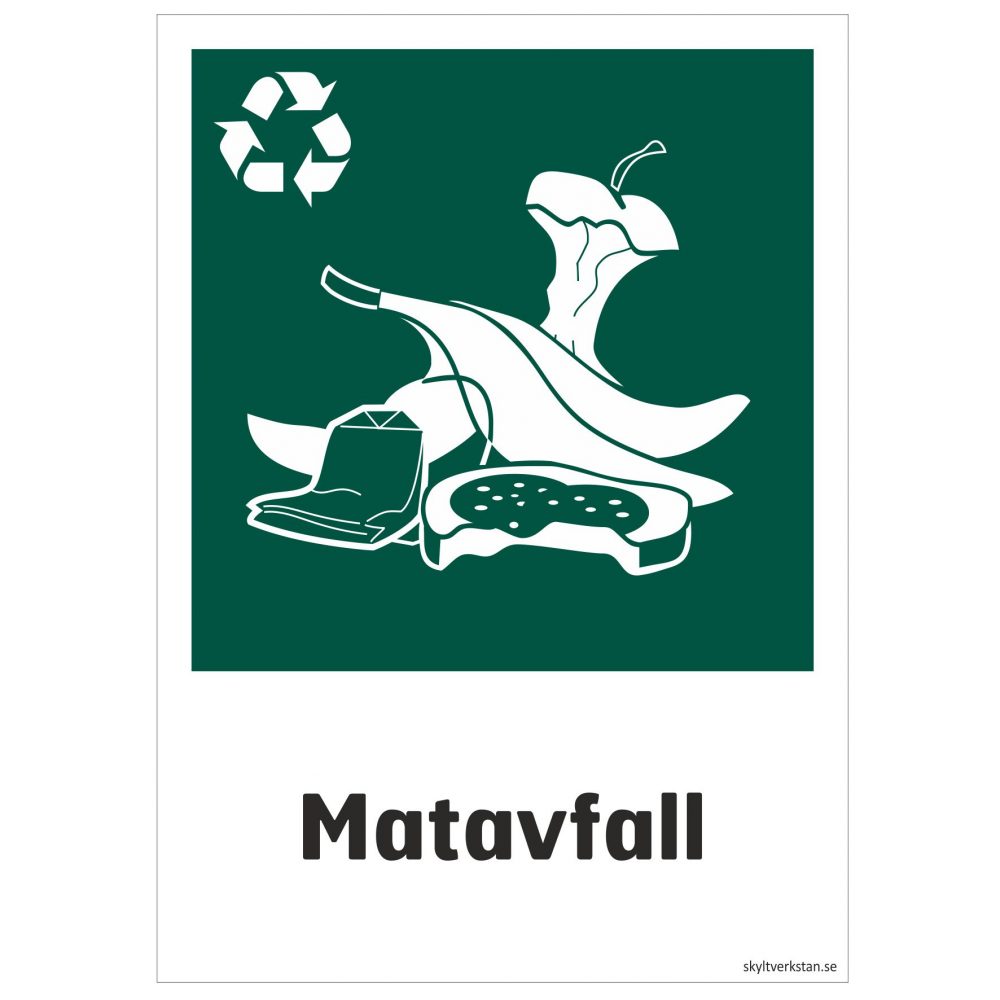 Matavfall - Skyltverkstan.se Matavfall miljödekal återvinning