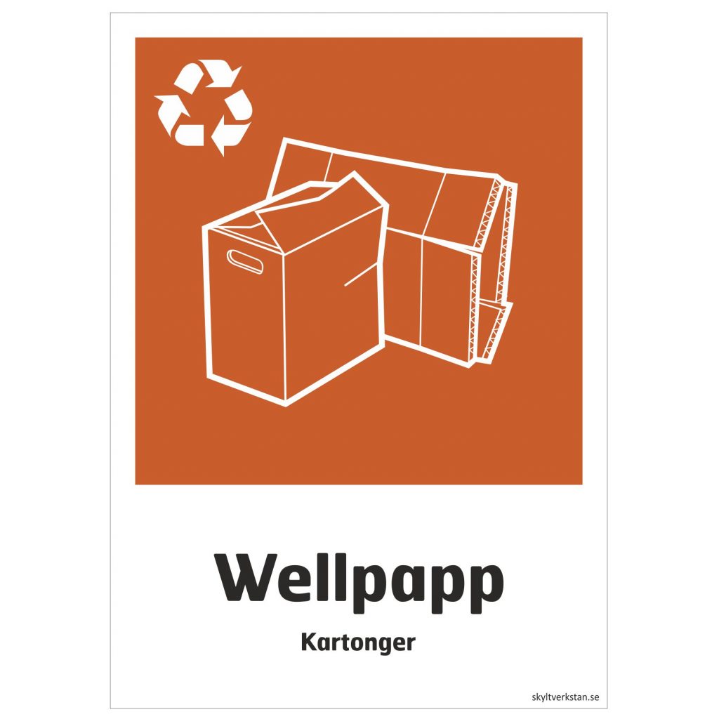 Wellpapp Kartonger - Skyltverkstan.se wellpapp miljödekal sopsortering